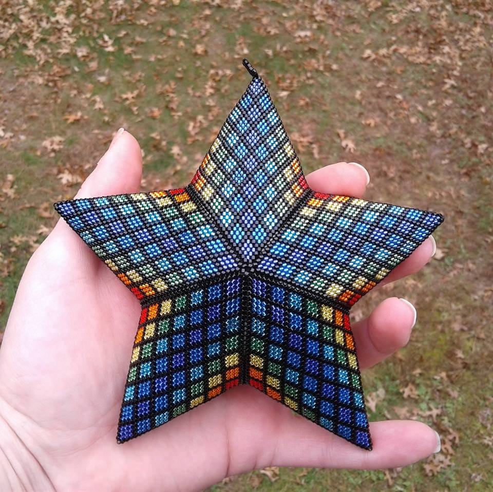3D Beaded Star Pattern, 3 Dimensional Puffy Star Ornament Pattern ...