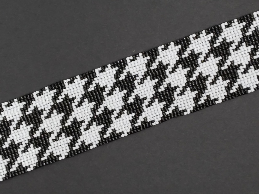 Houndstooth Bead LOOM Bracelet Cuff Pattern, Dogstooth Pattern, 3 ...