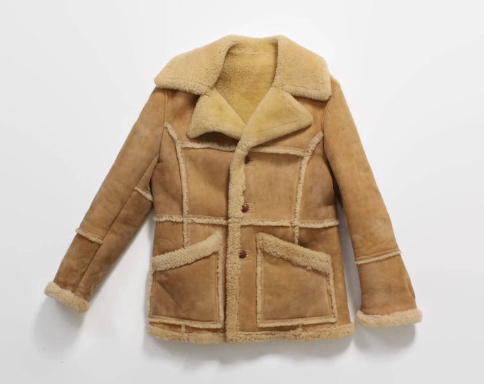 Vintage 70s SHEEPSKIN Coat / 1970s Men's Sheep Skin Shearling Lined ...