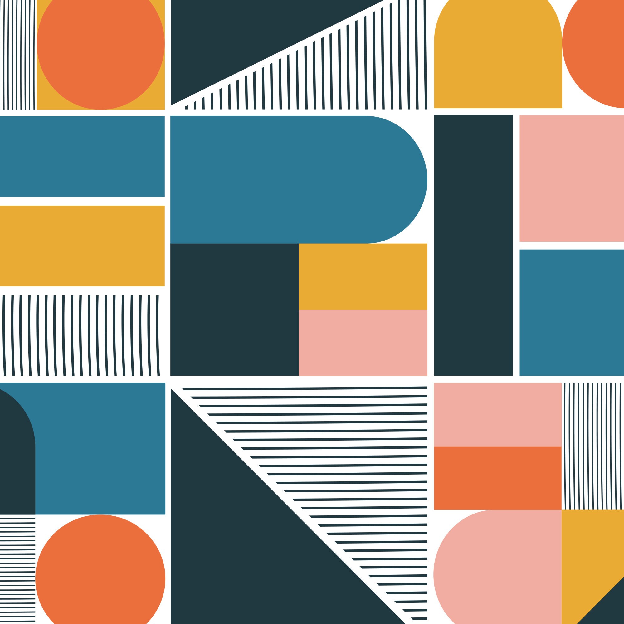 Geo Tiles Pair of Mid Century-Inspired Prints | Etsy