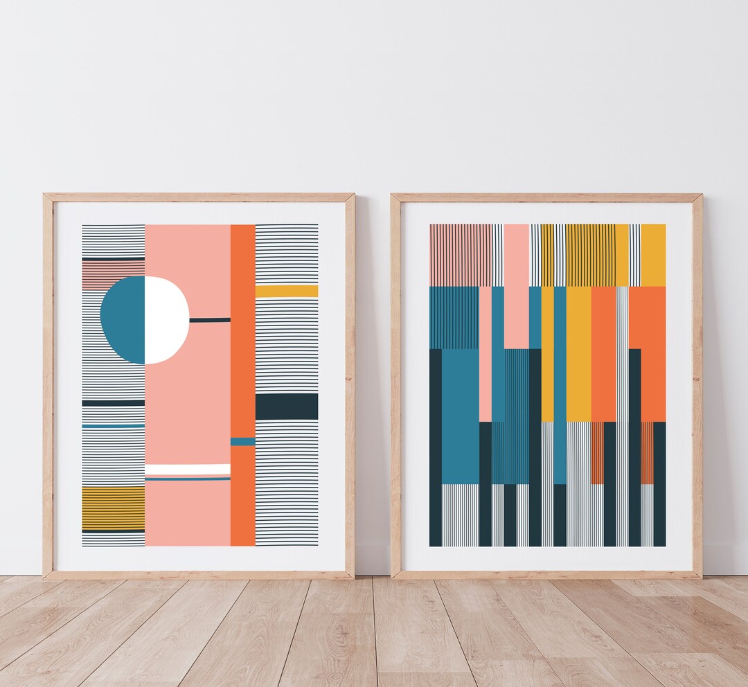 Colorblock Lines - Pair of Bold Colorful 11x14 Prints - Etsy