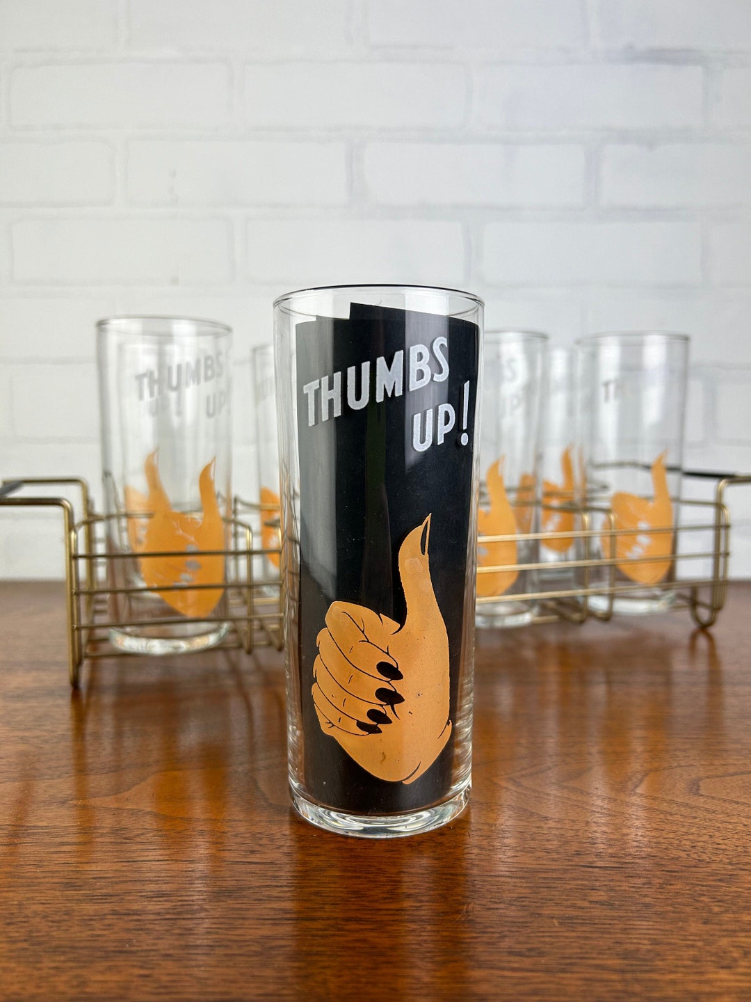 Set of 8 Funky Thumbs Up! Tumbler Glasses With Caddy - Etsy
