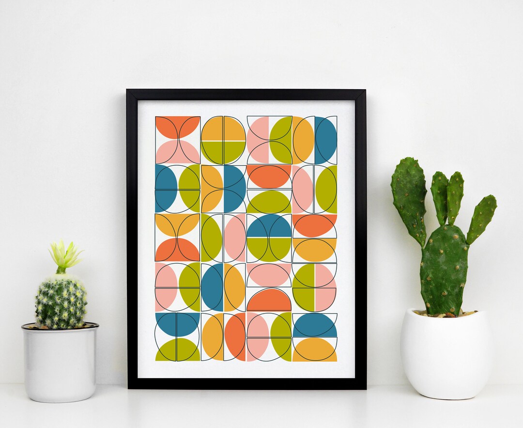 Springtime Half Moons - 11x14 Mid Century Inspired Original Art Print ...
