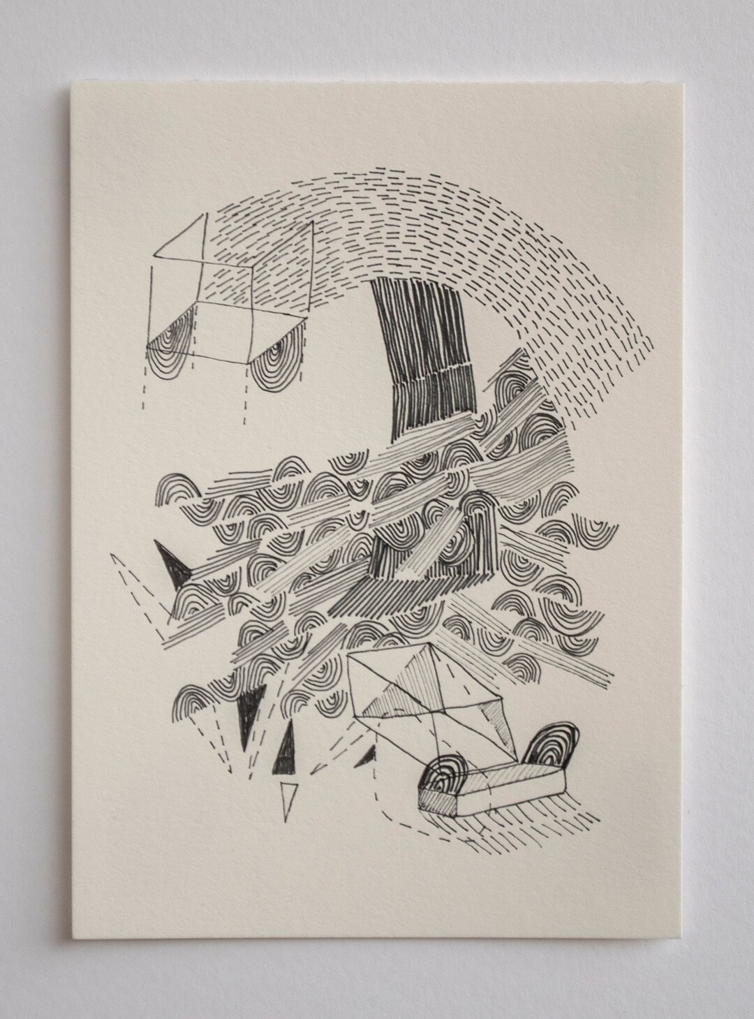 Pen Drawing on Paper, "blowing Over", 2020 - Etsy