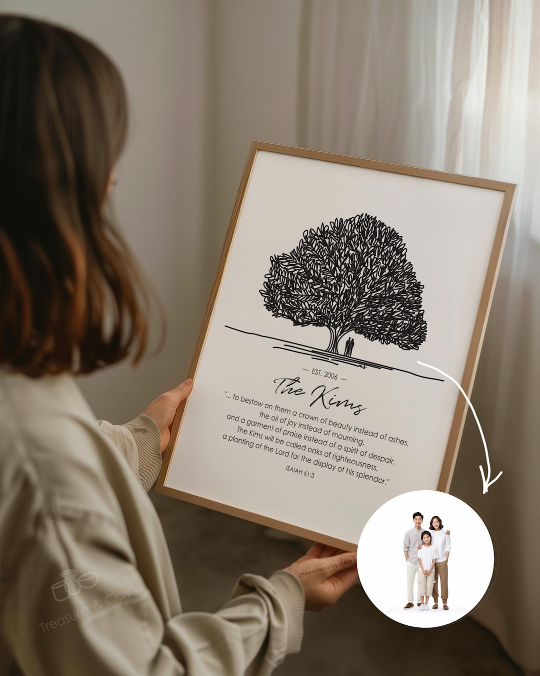 Isaiah 61 Oaks of Righteousness Art, Custom Christian Family Tree ...