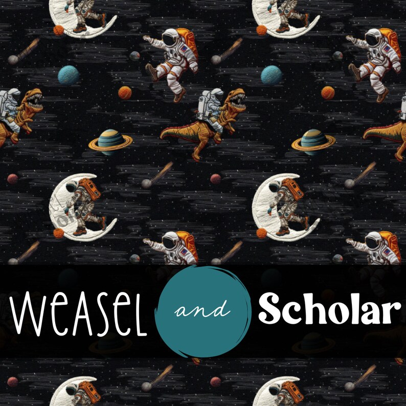 Astro-dino, Floral Dinosaur Embroidery Seamless Pattern, Digital Paper ...