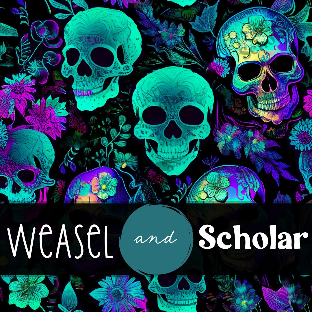 Neon Skulls, Embroidery Seamless Pattern, Digital Paper File, Tileable ...