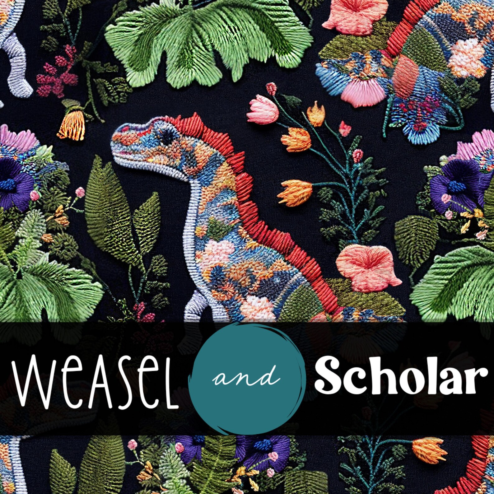 Florasaurus Floral Dinosaur Embroidery Seamless Pattern - Etsy