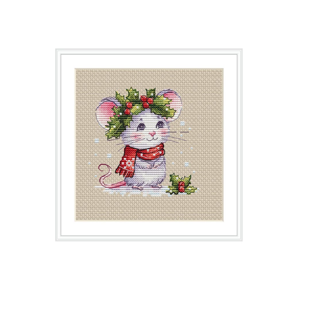 Christmas Mouse Cross Stitch Pattern: Holiday Embroidery Design (PDF ...