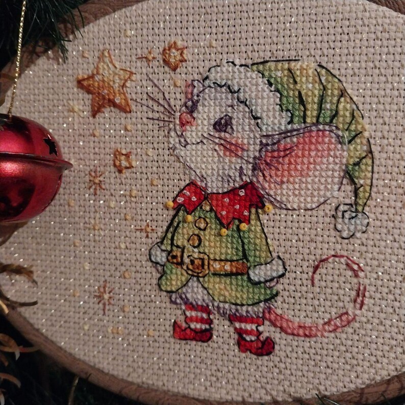 Christmas Elf Mouse Cross Stitch Pattern: Holiday Ornament (PDF Pattern ...