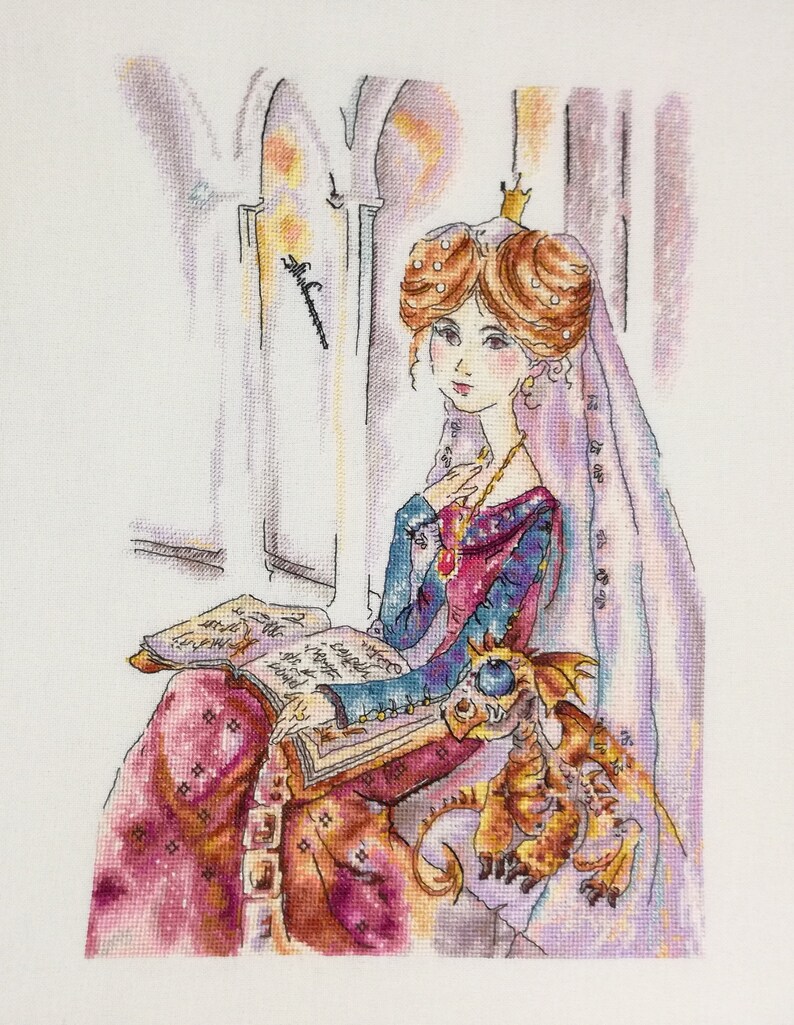 Princess and the Little Dragon Cross Stitch Embroidery, Cross Stitch ...