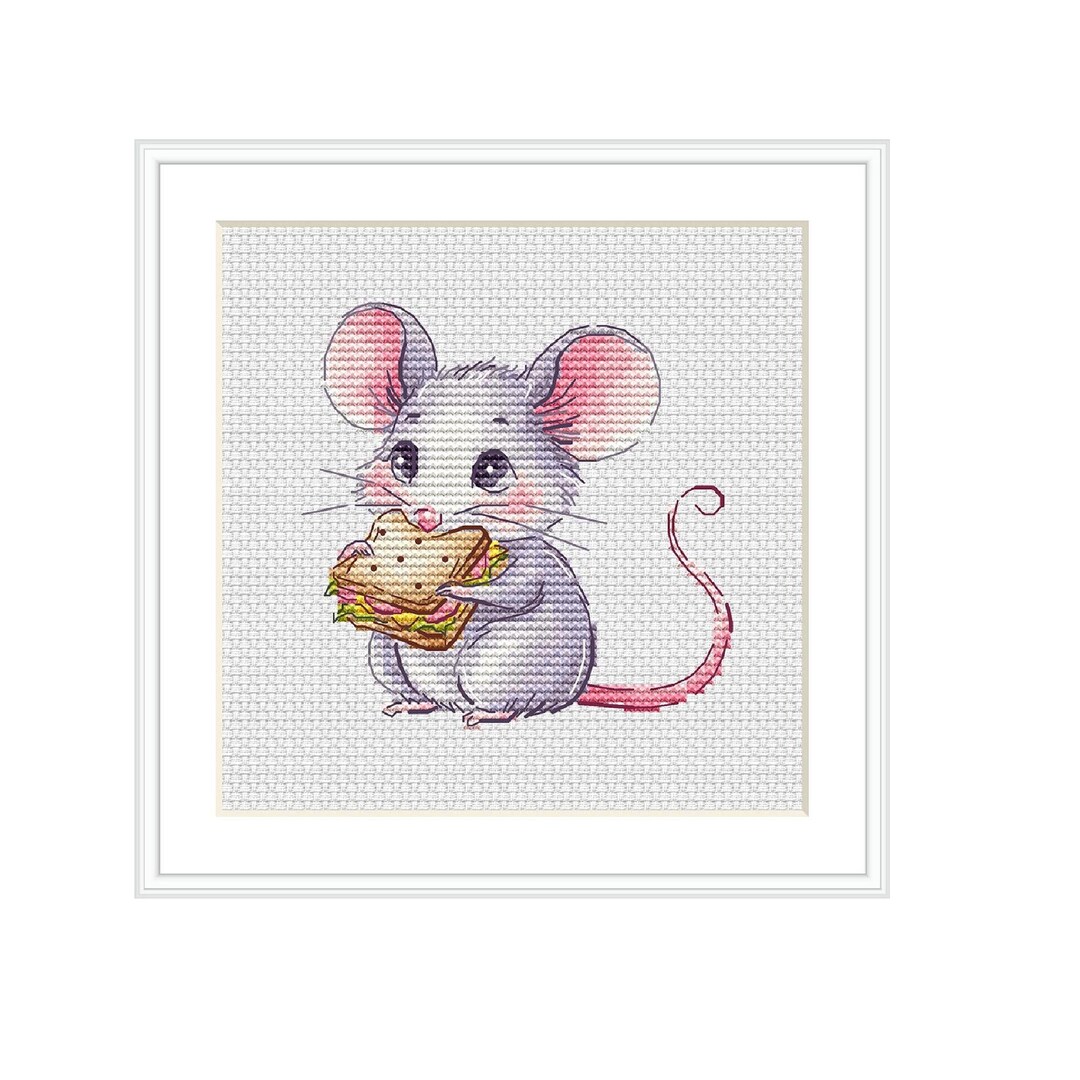 Mouse Eating Sandwich Cross Stitch Pattern: Funny Animal Design (PDF ...