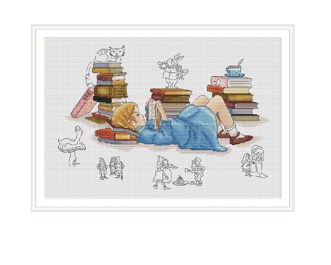 Girl Reading Cross Stitch Pattern (digital Download) - Etsy