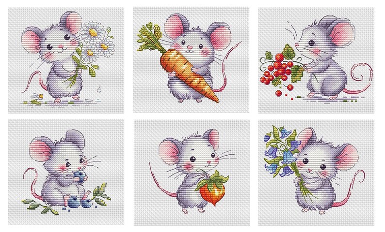 Mouse With Carrot Cross Stitch Pattern, Garden Embroidery (PDF & SAGA ...