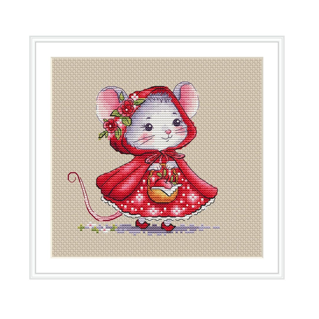 Little Red Riding Hood Mouse Cross Stitch Pattern, Fairy Tale (PDF ...