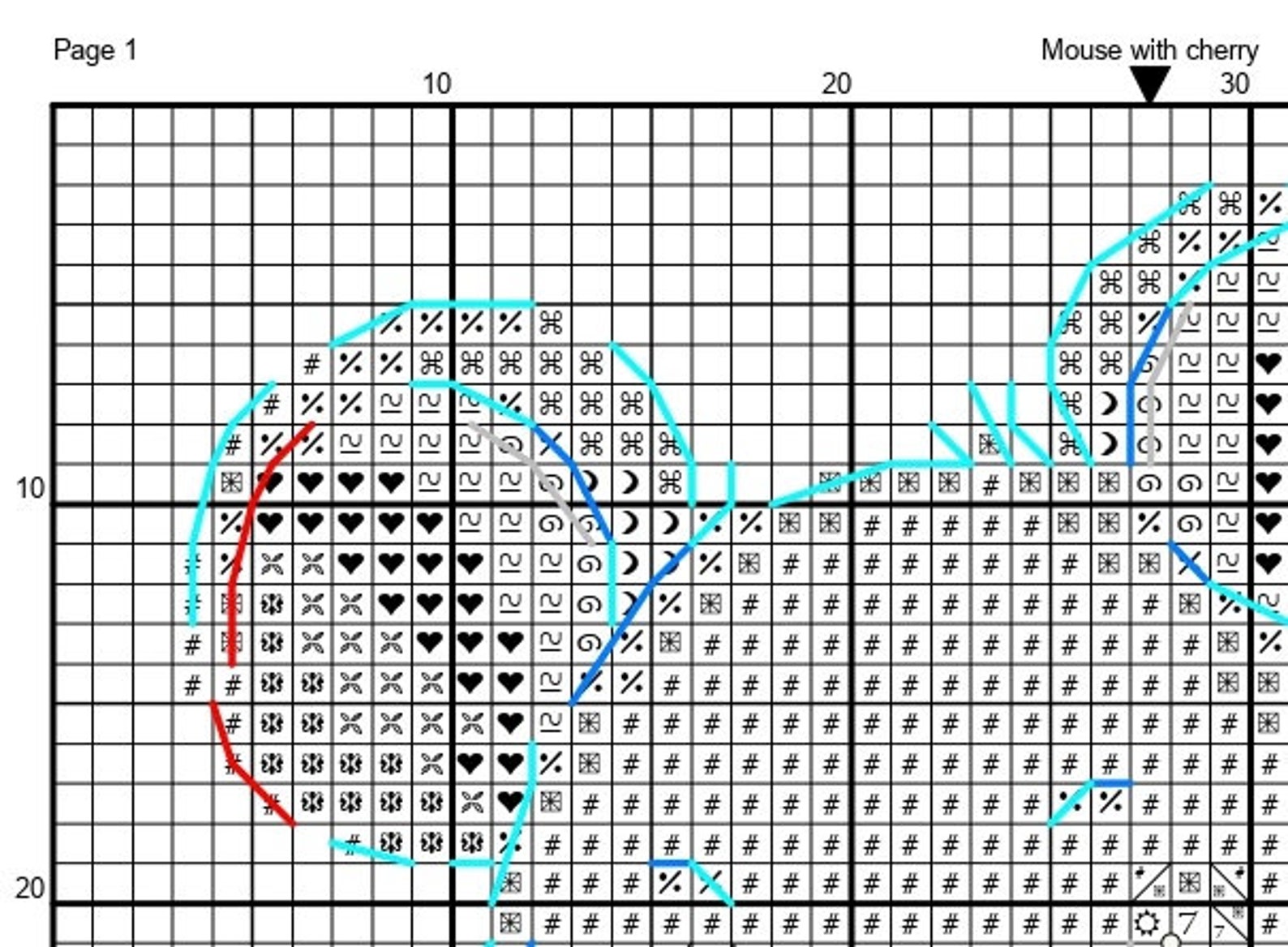 Mouse With Cherry Cross Stitching Pdp-pattern Digital Format Instant ...