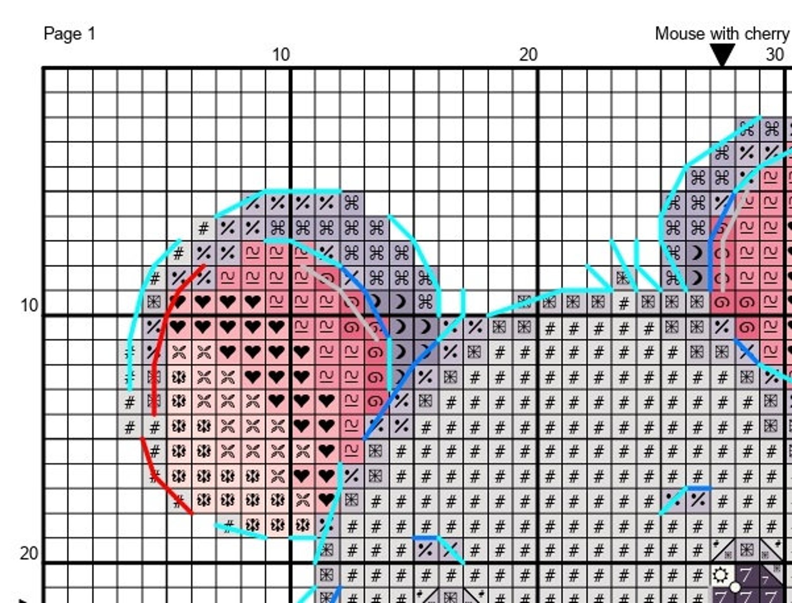 Mouse With Cherry Cross Stitching Pdp-pattern Digital Format Instant ...