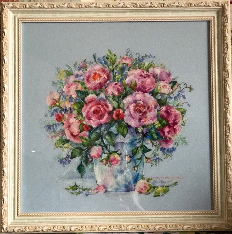 Watercolor Rose Bouquet Pdf-pattern Instant Download Cross Stitch ...