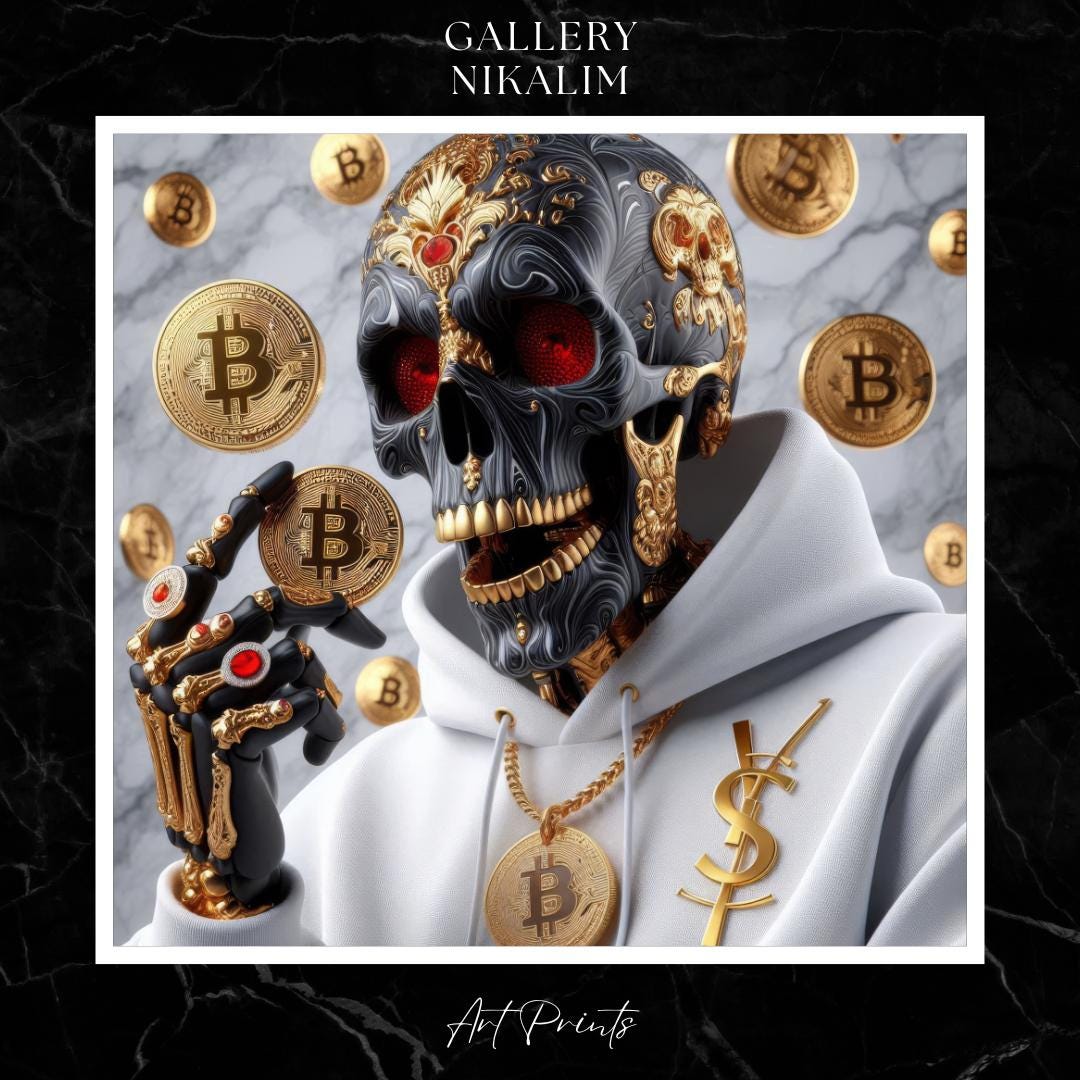 AI Skull Portrait Marble Black Ruby Eyes Skull Gold Skull Rapper Skull ...