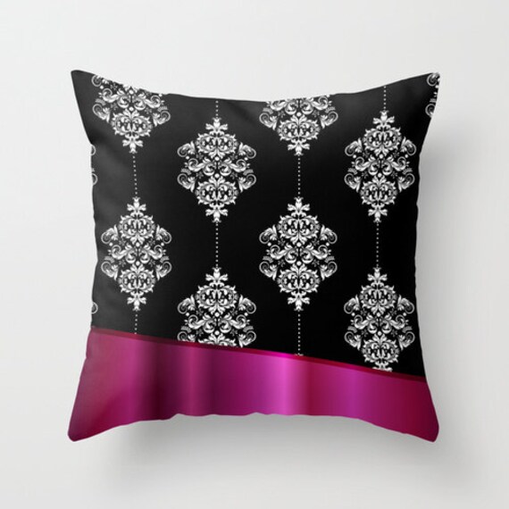 Magenta Throw Pillow Metallic Pillow Cover Floral Pattern | Etsy