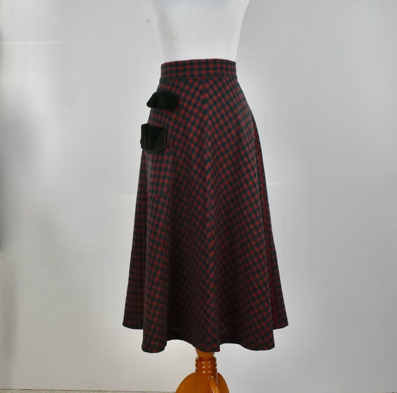 1940/50s Red, Green & Black Rockabilly Check Wool … - Gem