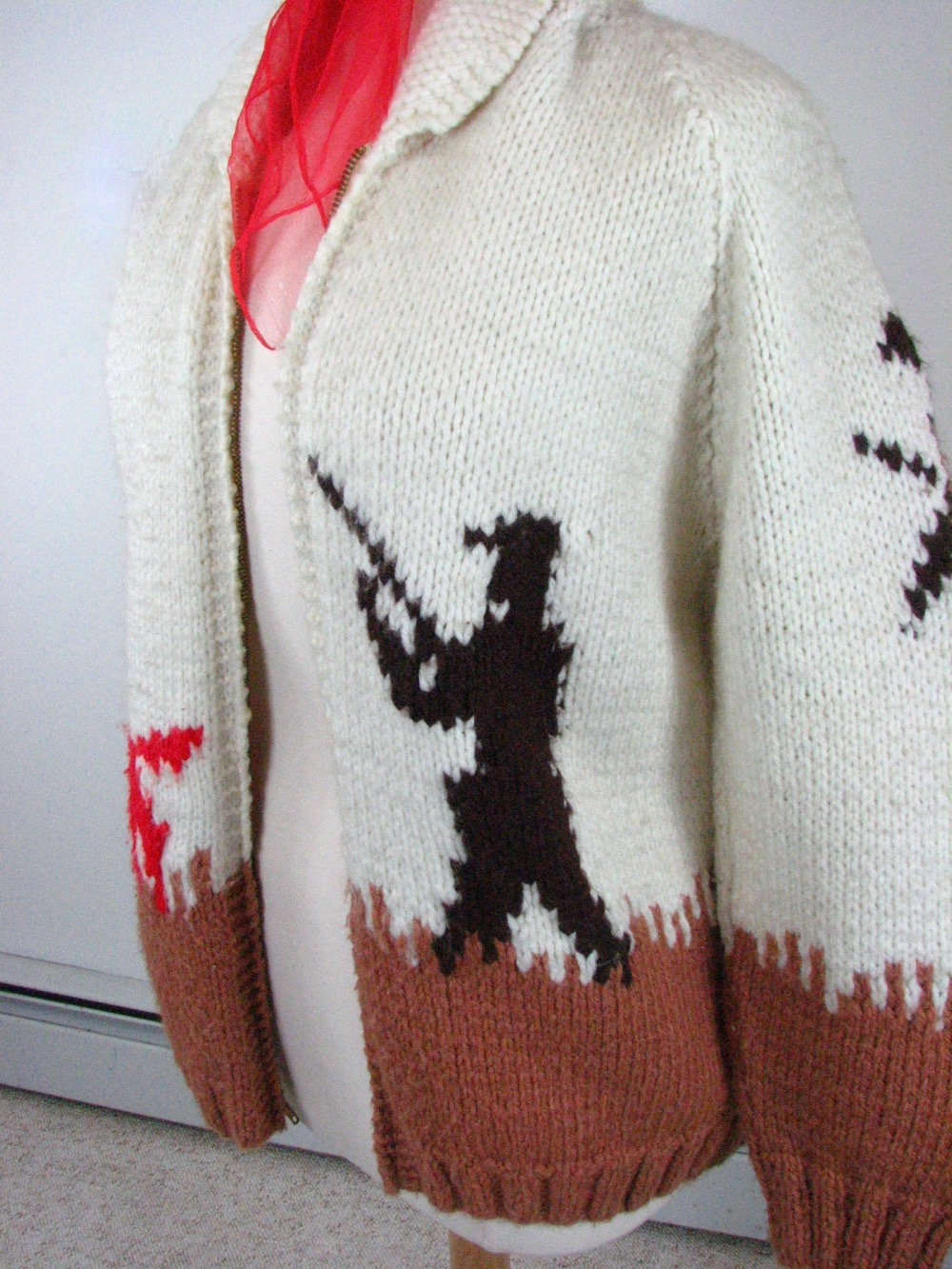 1950s Hand Knit Wool Sweater With Hunting Theme / Mary | Etsy