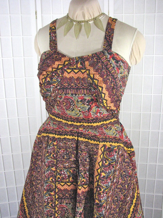 1950s Vibrant Batik Inspired Cotton Sundress by Marjae of | Etsy