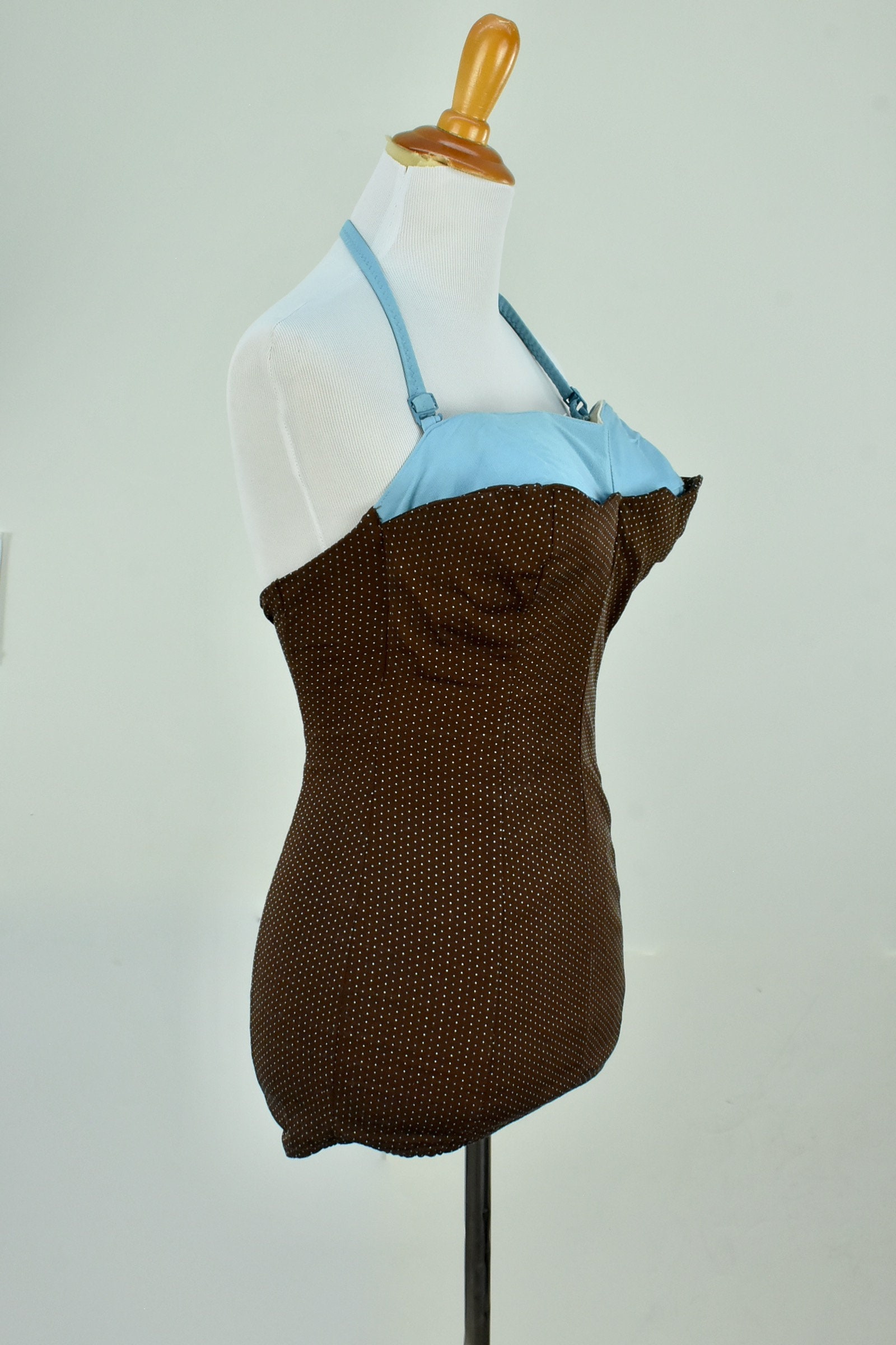 1940/50s SEA NYMPH Strapless BOMBSHELL Bathing Suit in Lastex Faille ...