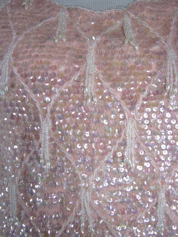 1960s Pink Wool Top......Beads, Sequins, & Fringe....… - Gem