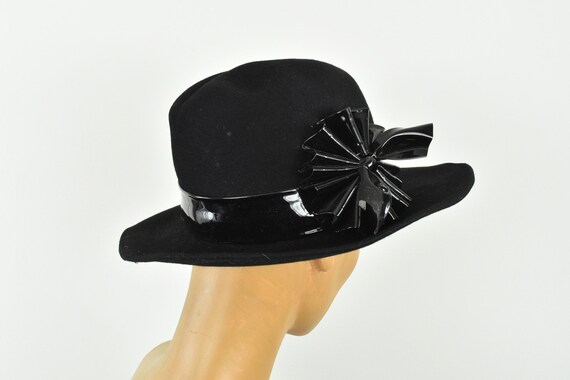 1970/80s Black Felt Fedora by Designer FRANK OLIVE w… - Gem