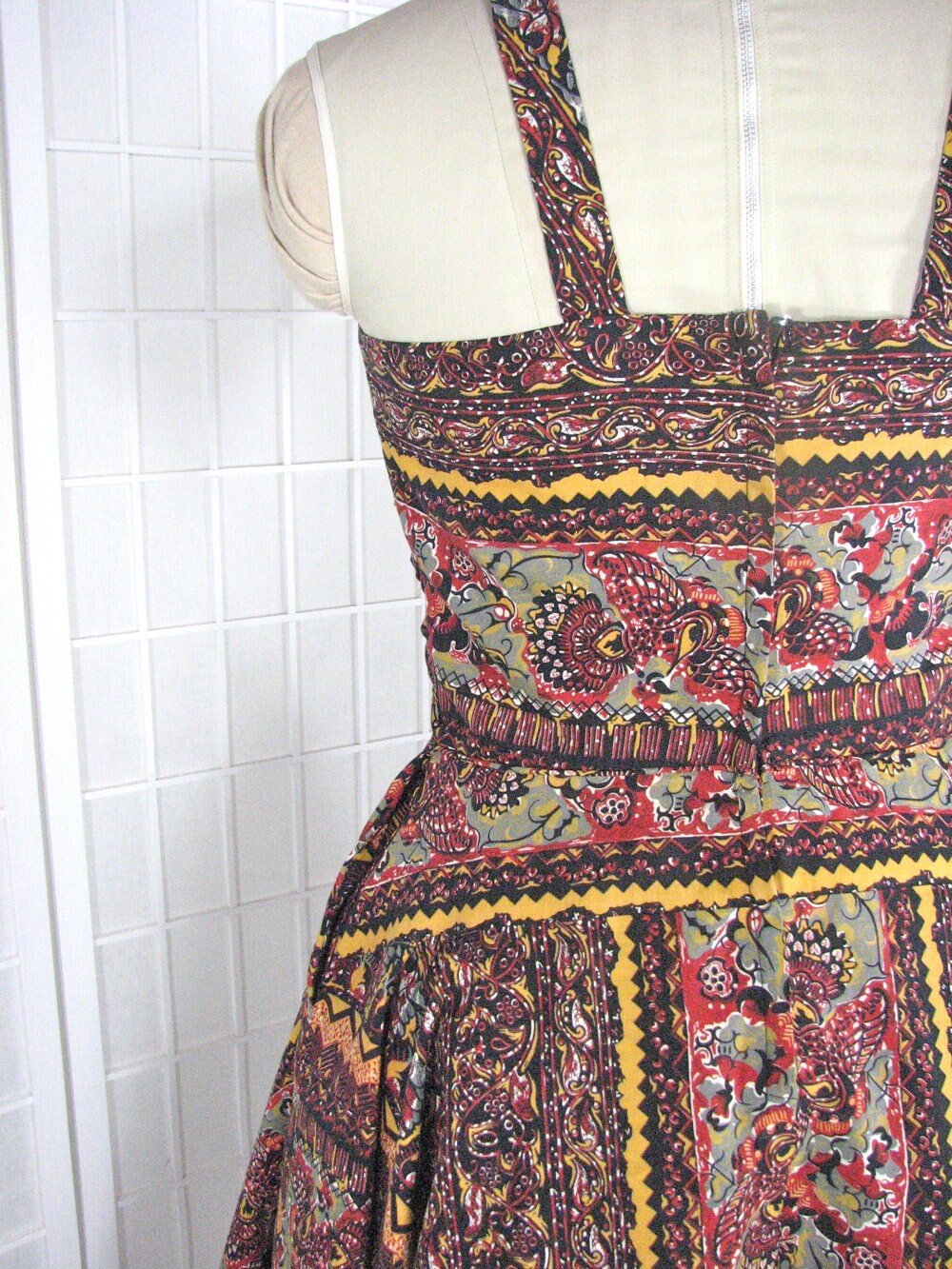 1950s Vibrant Batik Inspired Cotton Sundress by Marjae of | Etsy