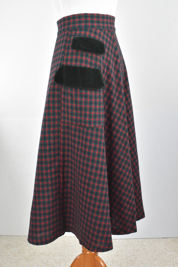 1940/50s Red, Green & Black Rockabilly Check Wool … - Gem