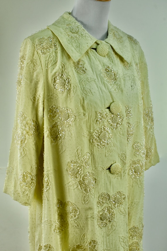 1960s Sparkling Pastel Yellow Beaded Evening Coat / C… - Gem