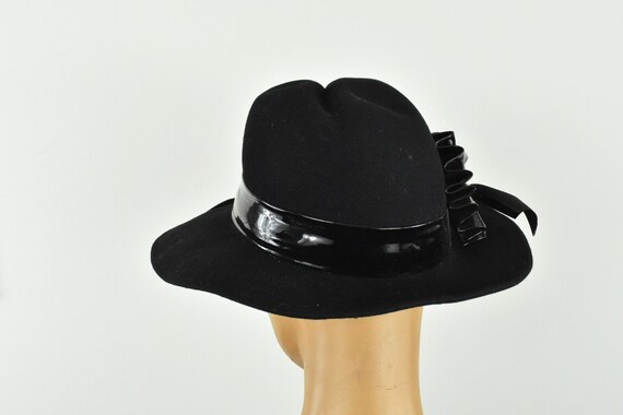 1970/80s Black Felt Fedora by Designer FRANK OLIVE w… - Gem