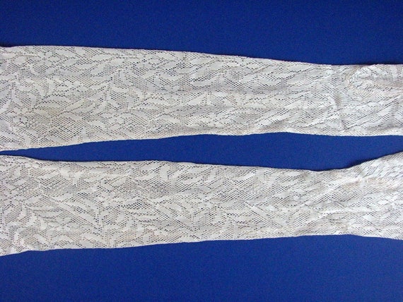 Victorian Ivory Silk Long Mitts - Gem