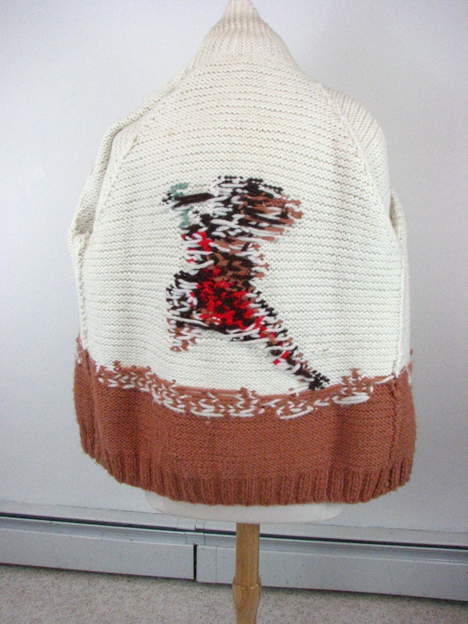 1950s Hand Knit Wool Sweater With Hunting Theme / Mary - Etsy