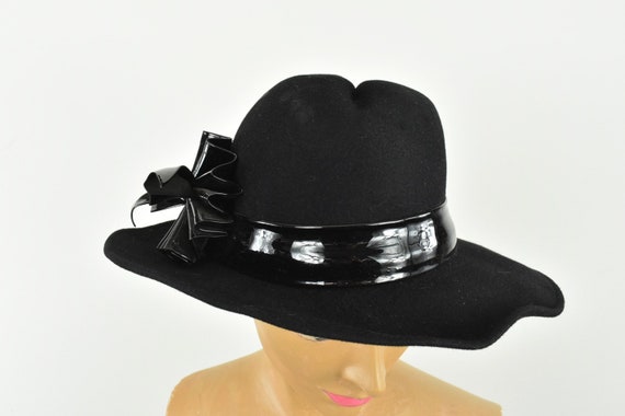 1970/80s Black Felt Fedora by Designer FRANK OLIVE w… - Gem