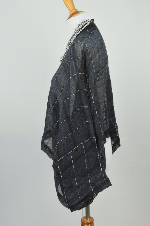 1990s SHIRIN GUILD Gauzy Linen Woven Striped Shrug / … - Gem