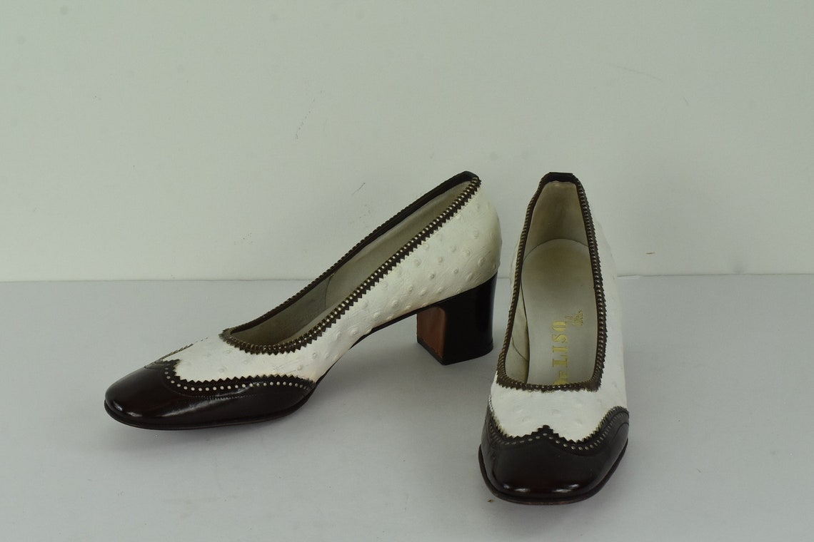 1960s Palter Deliso Spectator Pumps in White Ostrich Print & | Etsy