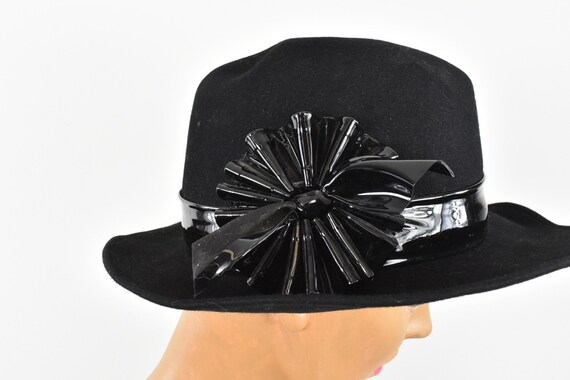 1970/80s Black Felt Fedora by Designer FRANK OLIVE w… - Gem