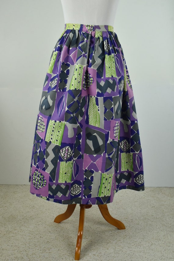 1950s Abstract Cotton Skirt ......VIVID colors.... … - Gem