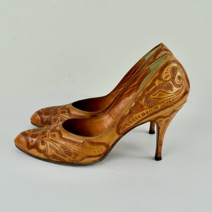 1950s Hand Tooled Heels From Mexico..........size 7 - Etsy