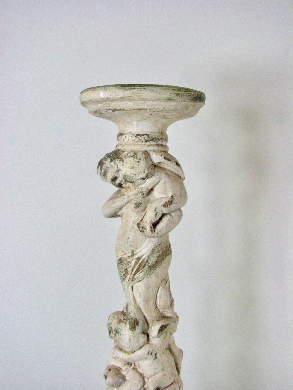 Neoclassical Large Vintage Chalk Ware Candlestick of Venus and | Etsy