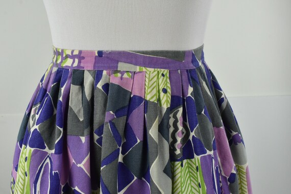 1950s Abstract Cotton Skirt ......VIVID colors.... … - Gem