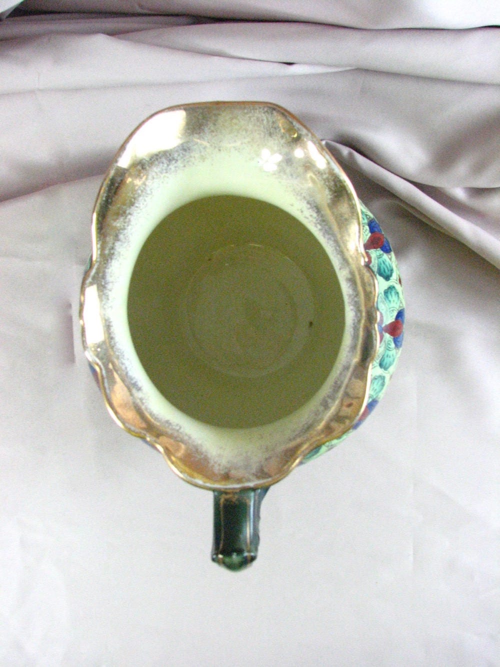 1890s D.F. Haynes Green Pottery Pitcher. /. Hand Painted ......SUITS ...
