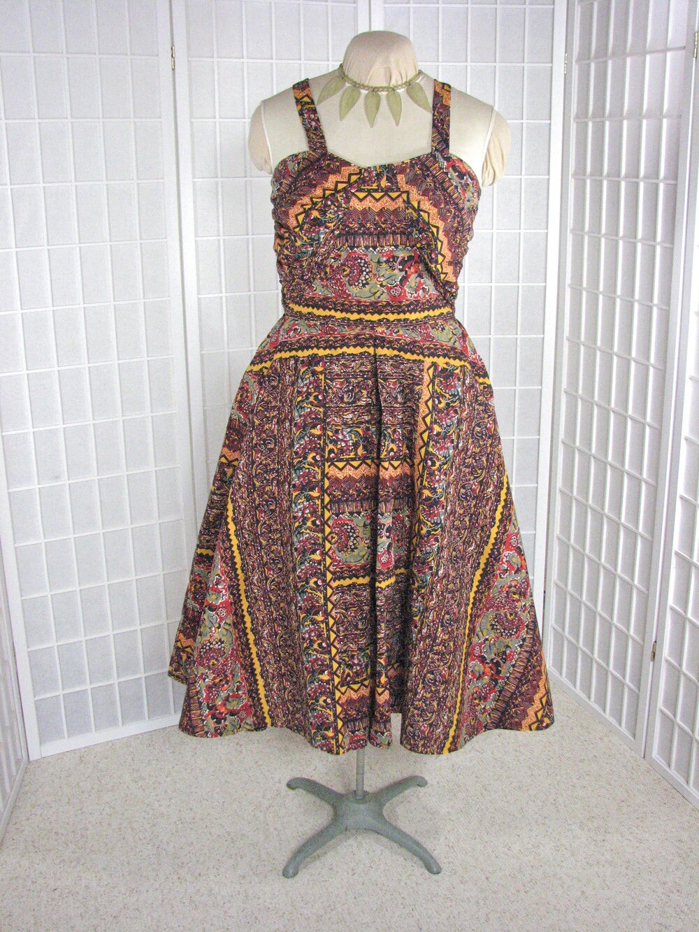 1950s Vibrant Batik Inspired Cotton Sundress by Marjae of | Etsy