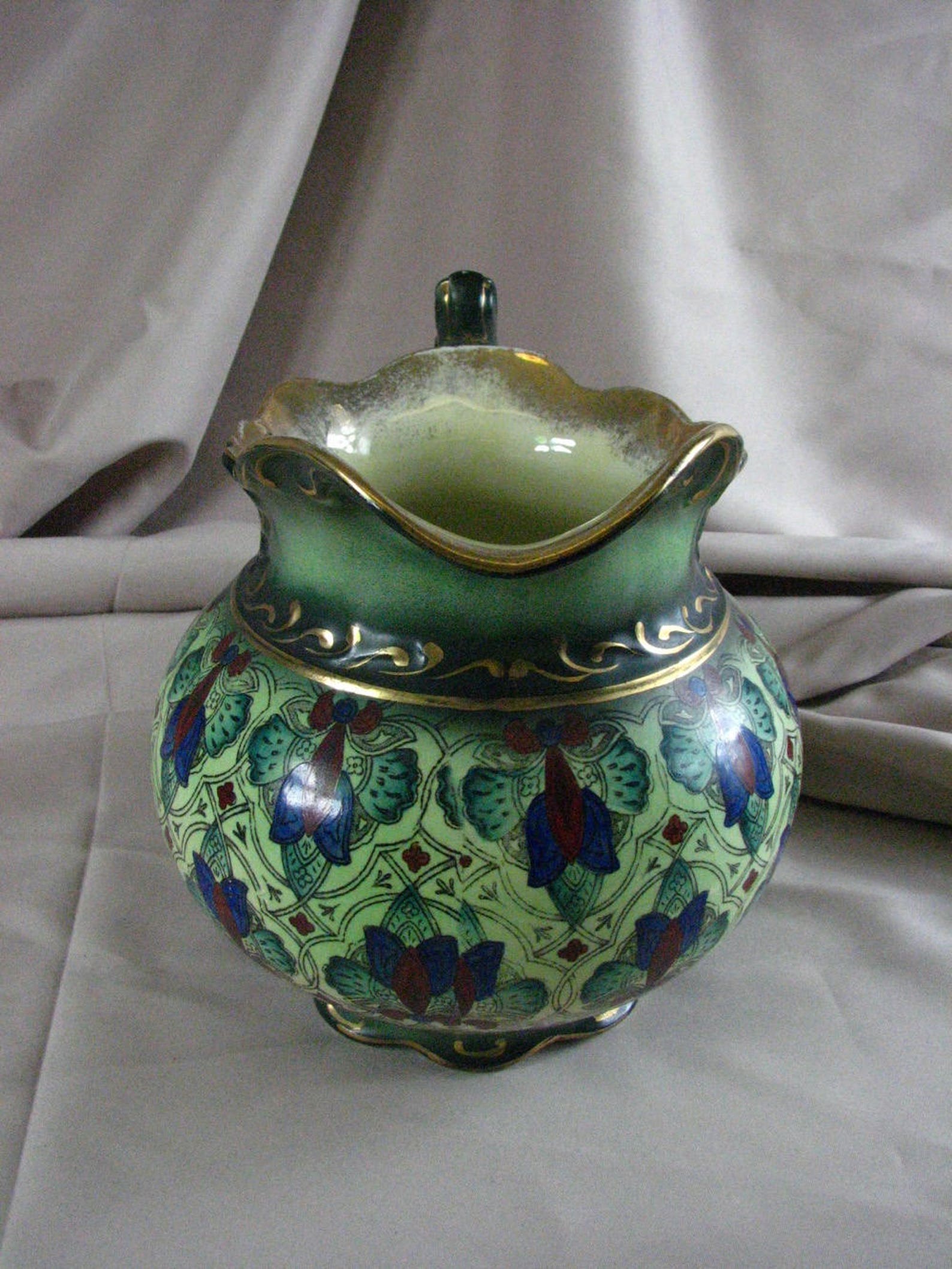 1890s D.F. Haynes Green Pottery Pitcher. /. Hand Painted - Etsy