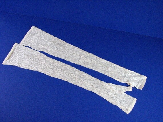 Victorian Ivory Silk Long Mitts - Gem