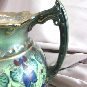 1890s D.F. Haynes Green Pottery Pitcher. /. Hand Painted ......SUITS ...
