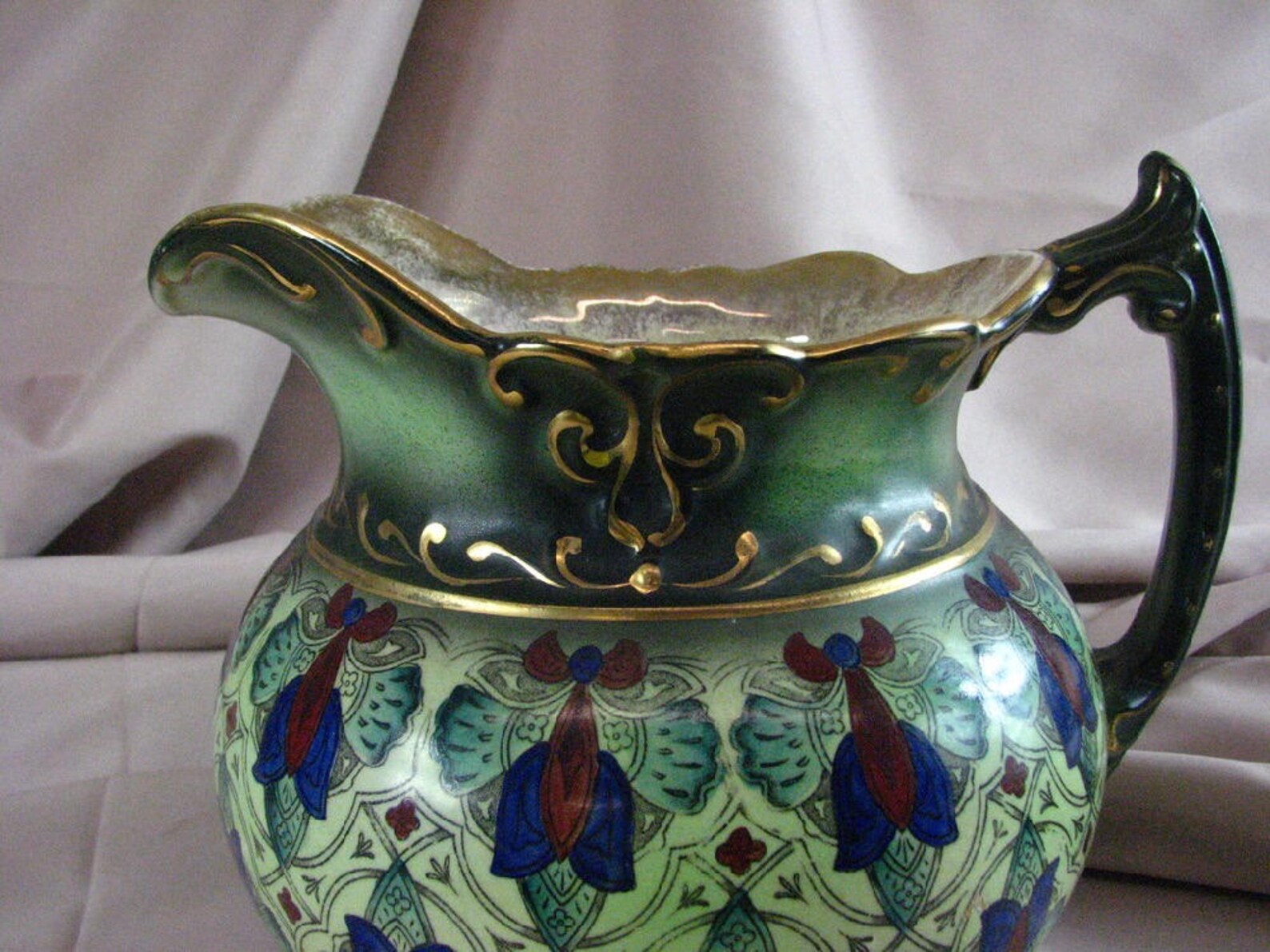 1890s D.F. Haynes Green Pottery Pitcher. /. Hand Painted - Etsy